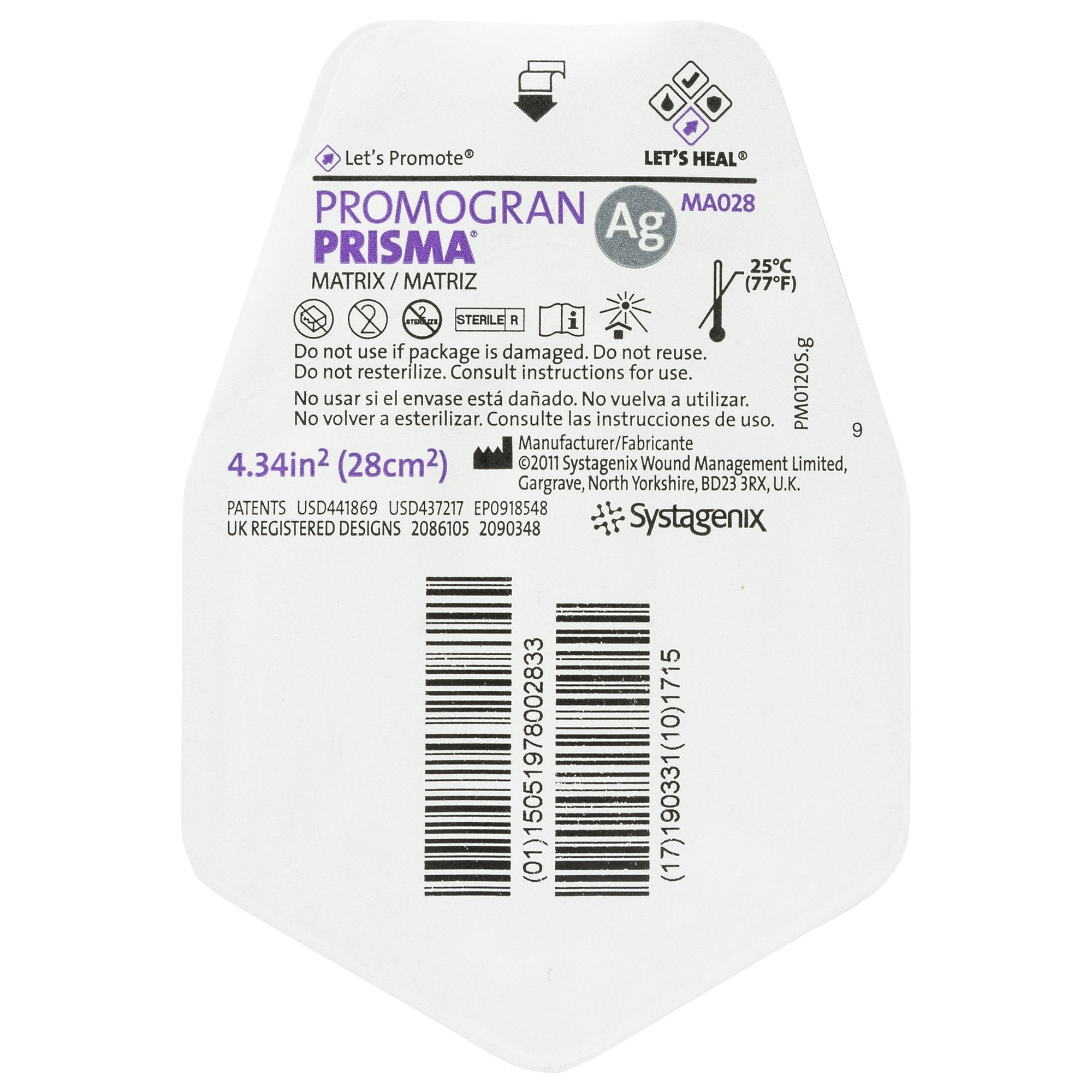 Systagenix Promogran Prisma Matrix Silver Collagen Dressing, 4-3/10 ...