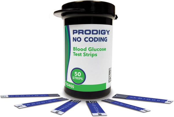 PRODIGY No Coding Blood Glucose Test Strips, Box of 50 Strips