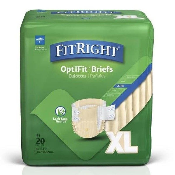 Medline FitRight OptiFit Ultra Disposable Brief, X-Large 59" to 66", 2