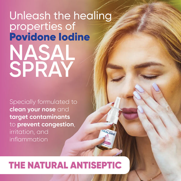 Viraldine 1% Povidone-Iodine Nasal Spray for Daily Congestion Relief,