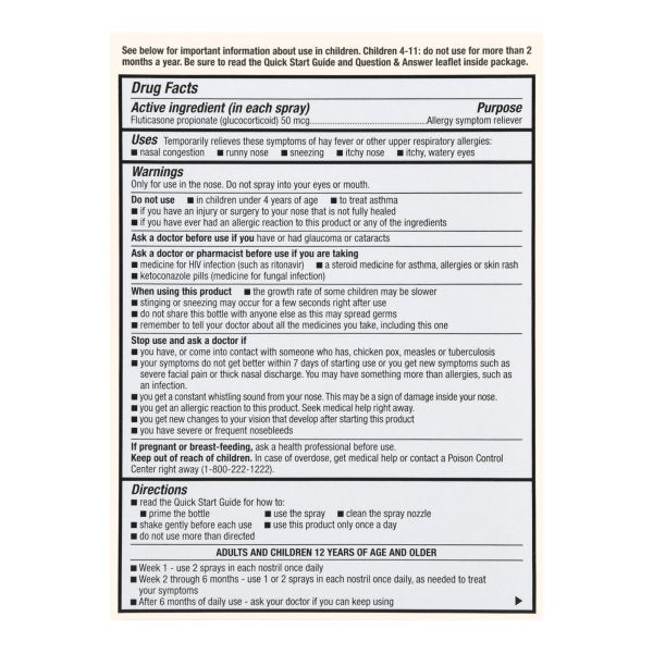 Foster & Thrive Allergy Relief Nasal Spray, 50 mcg Strength, 11.1 mL ...