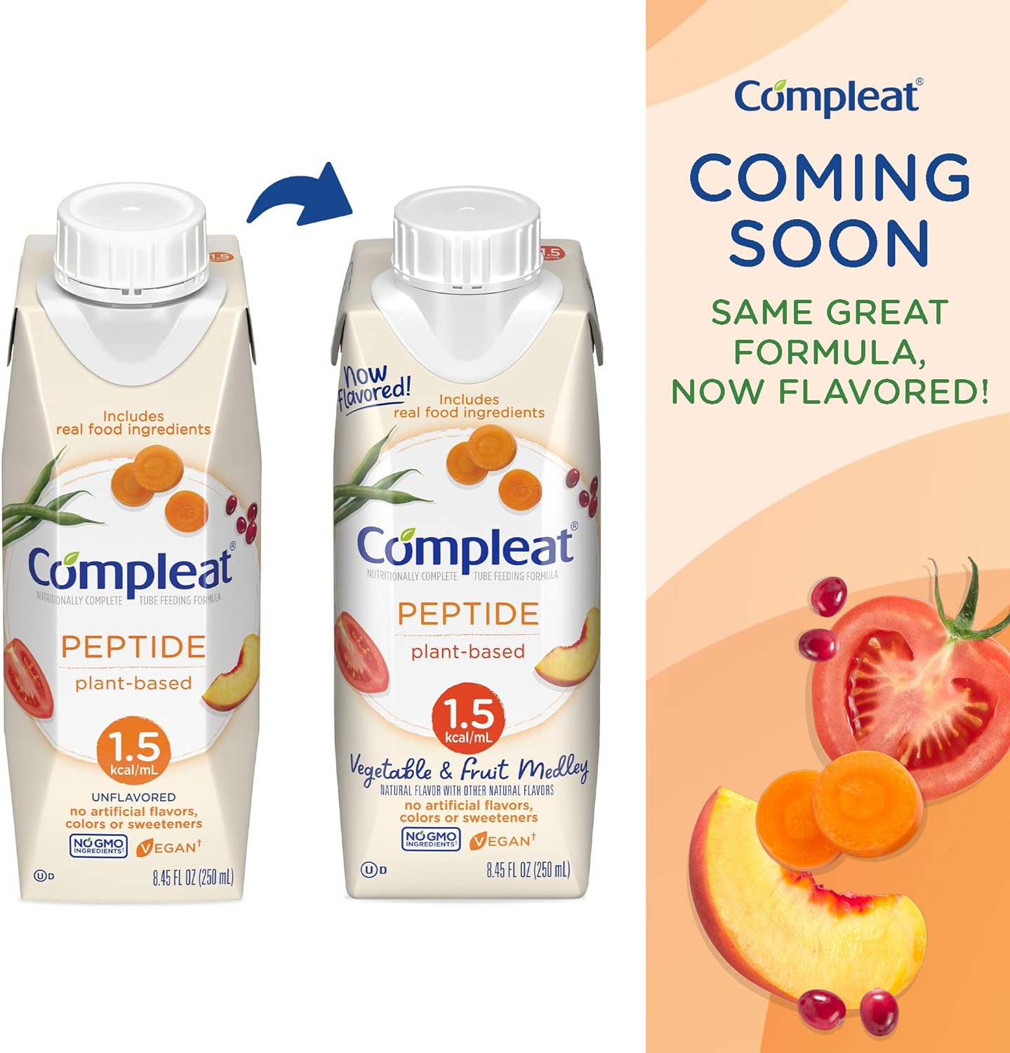 Compleat Peptide 1.5 Tube Feeding Formula, Fruit / Vegetable Medley ...
