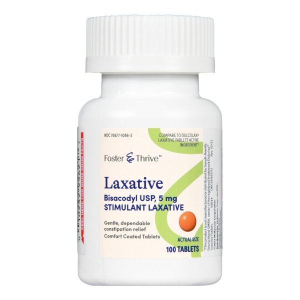 Foster & Thrive Laxative Tablets, 5 mg Strength Bisacodyl USP, 100 per ...