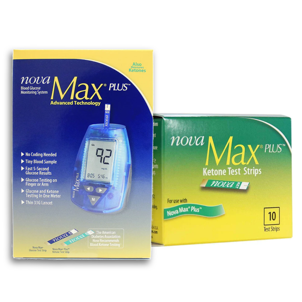 Nova Max Plus Meter & 180 Ketone Test Strip Bundle