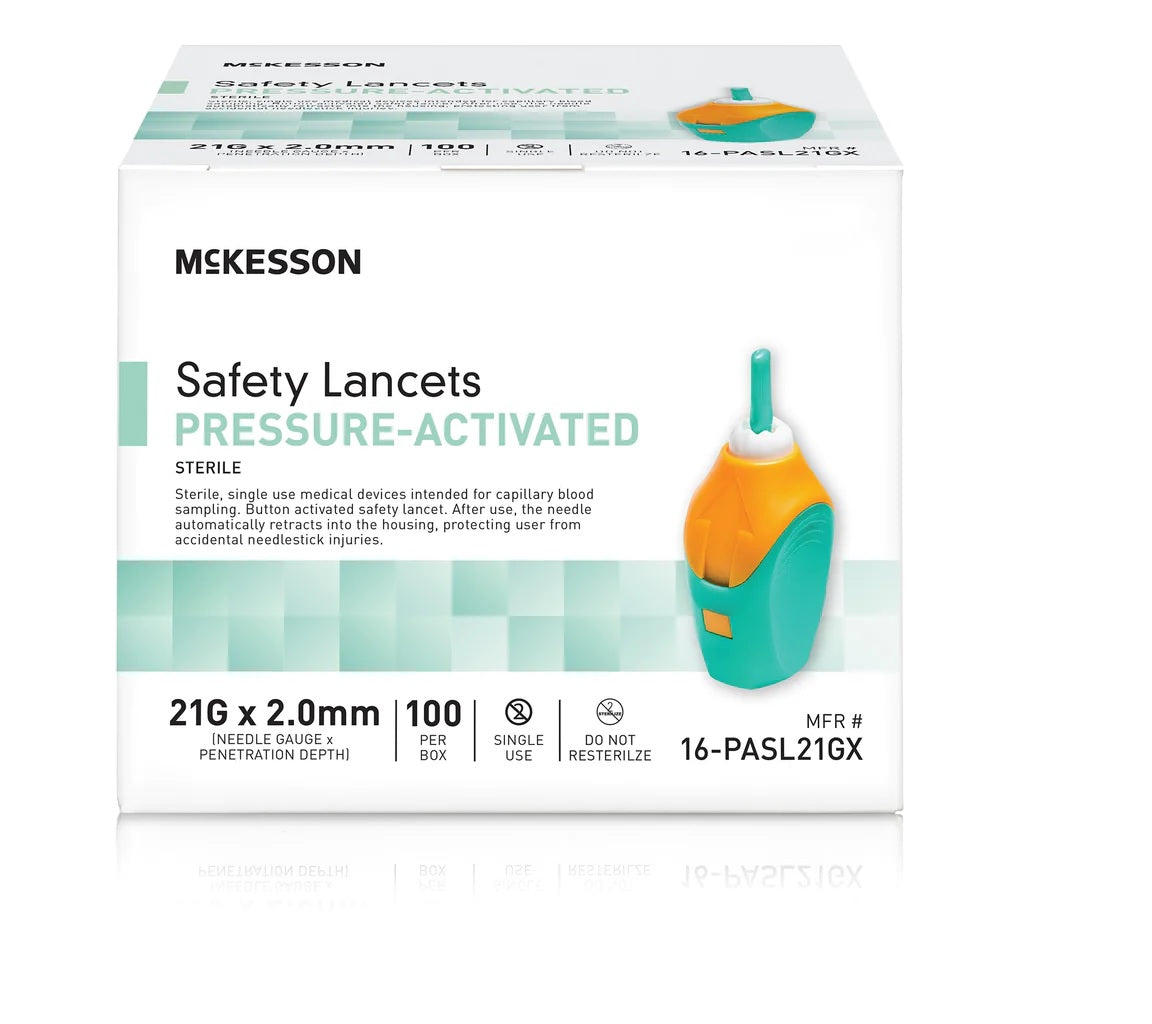 McKesson Safety Lancet 21 Gauge Retractable Pressure Activated Finger
