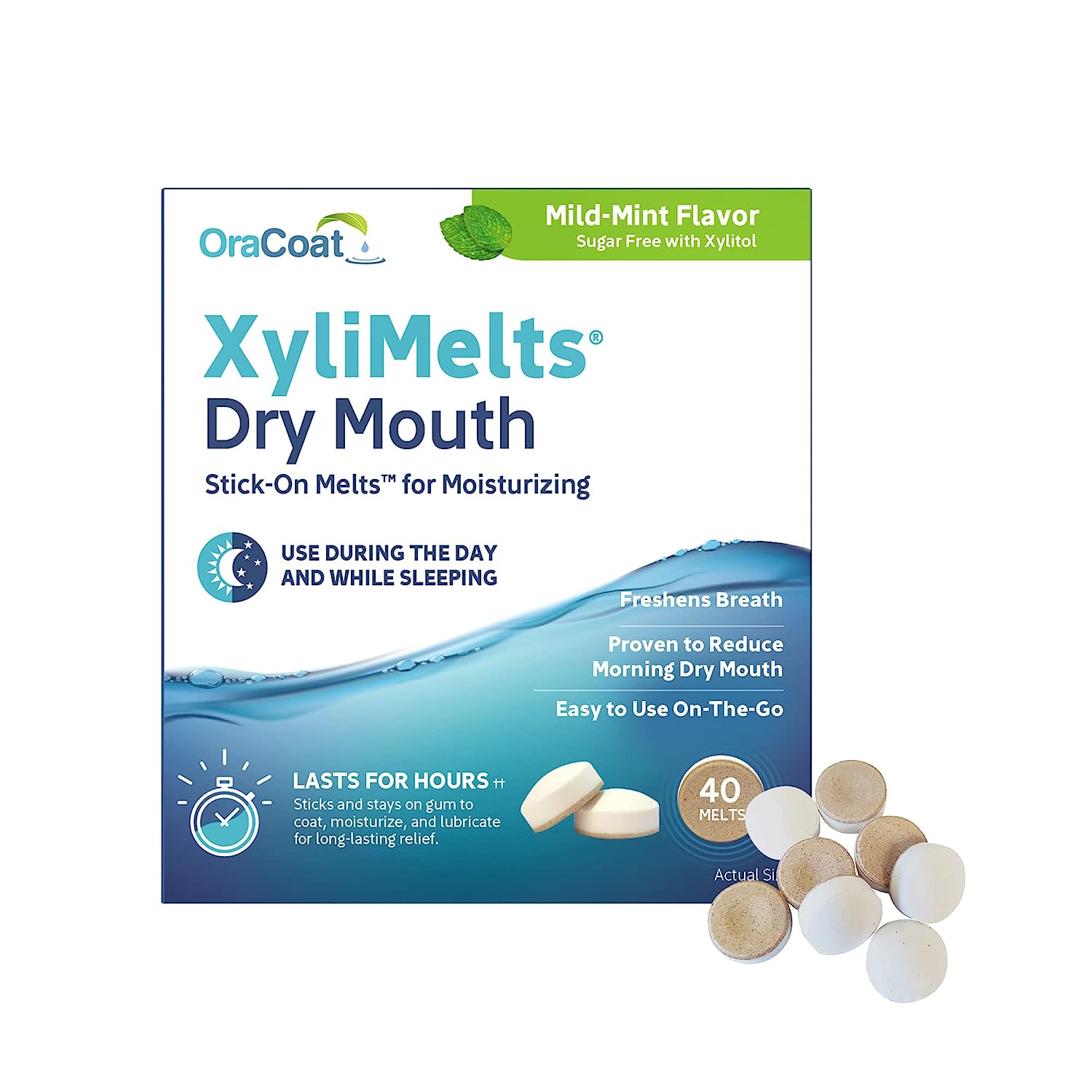 OraCoat XyliMelts Dry Mouth Relief Moisturizing Oral Adhering Discs ...