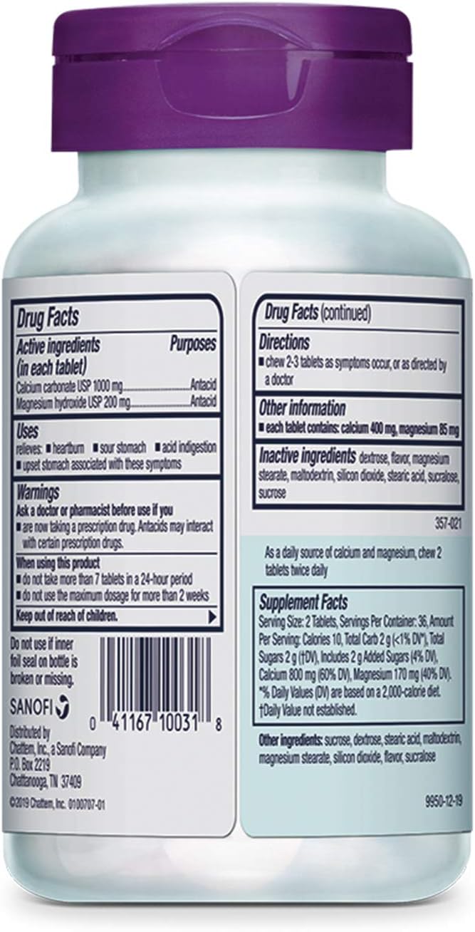 Rolaids Ultra Strength Antacid/Calcium Magnesium Supplement, Mint, 72 ...