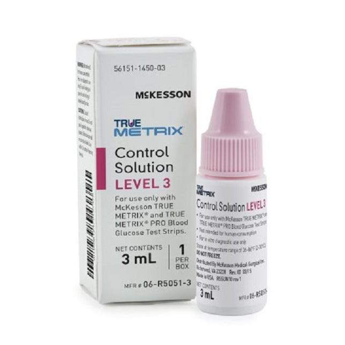 True Metrix Glucose Control Solution Blood Glucose Testing 3 mL Level 3 ...