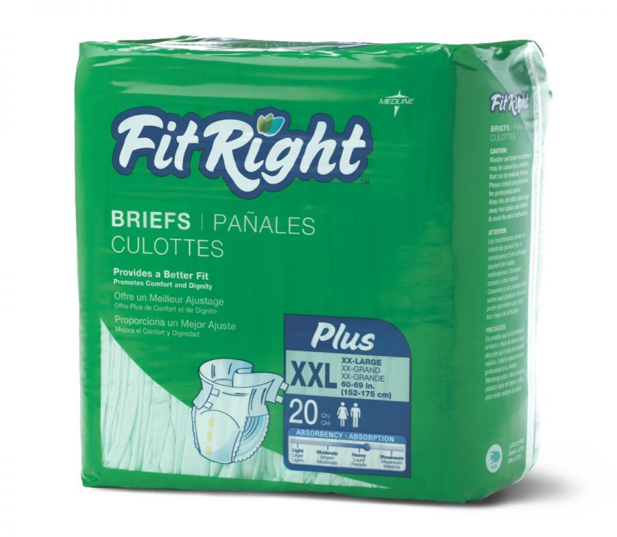 FitRight FITPLUSXXL Plus Brief Pack of 20