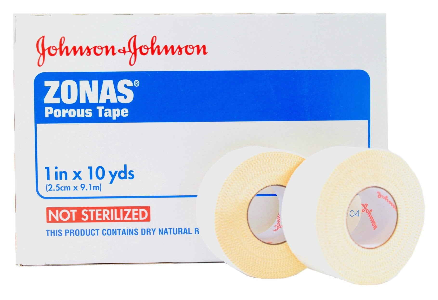 ZONAS Porous Athletic Tape 1 Inch x 10 yds., Pack of 12