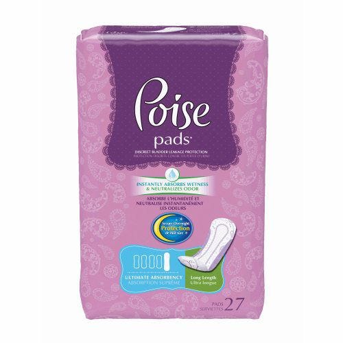 Poise Ultimate Long Extra Coverage Pad 15.94 " L, Package of 27 ...