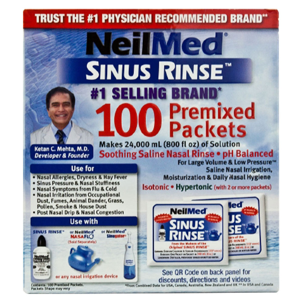 Neilmed Sinus Rinse Nasal Rinse Refill Kit Box of 100
