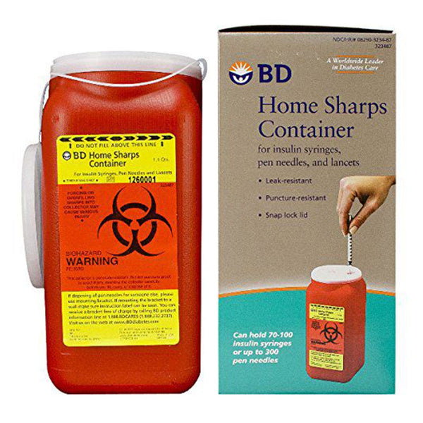 BD Home Sharps Leak and Puncture Resistant Container with Snap Lock Lid ...