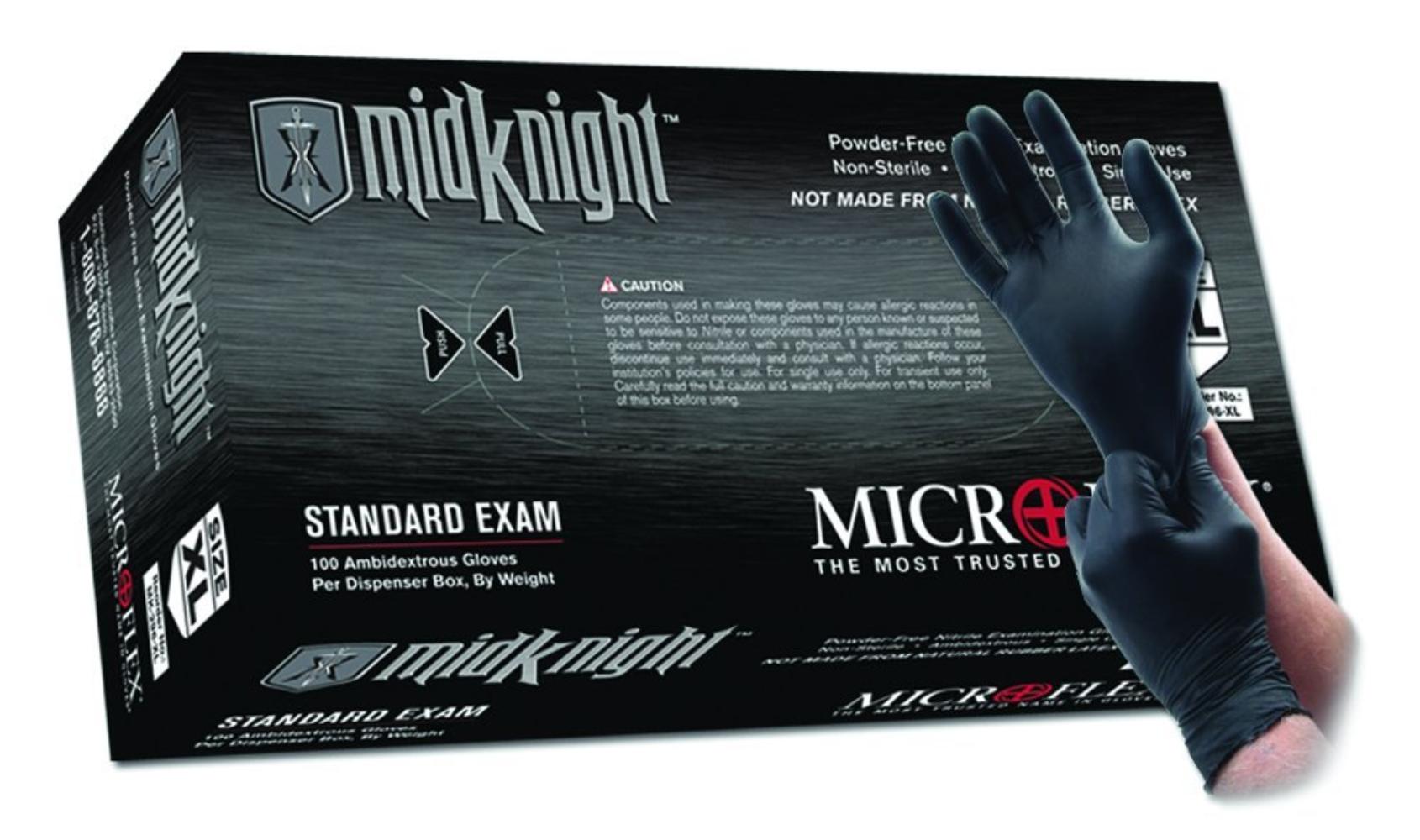 MidKnight NonSterile Nitrile Exam Gloves, Black