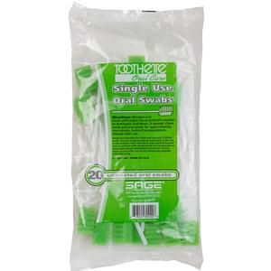 Toothette Plus Oral Swabstick: 20 Count, Green, 6" L | ExpressMed