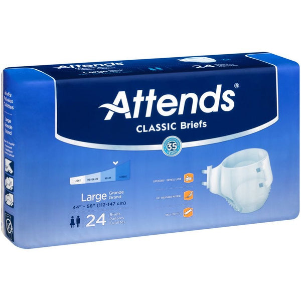 Attends BRB30 Adult Incontinent Brief Classic Tab Closure Large ...