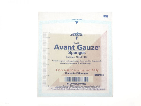 Medline NON21444 Avant Gauze Sponge Sterile 4" x 4", 2 Per Pack Box of ...