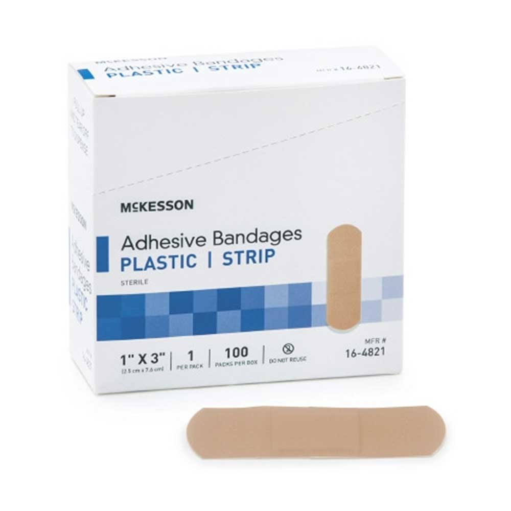 Mckesson 16-4821 Adhesive Strip Bandages 1 X 3 Inch Plastic Rectangle ...
