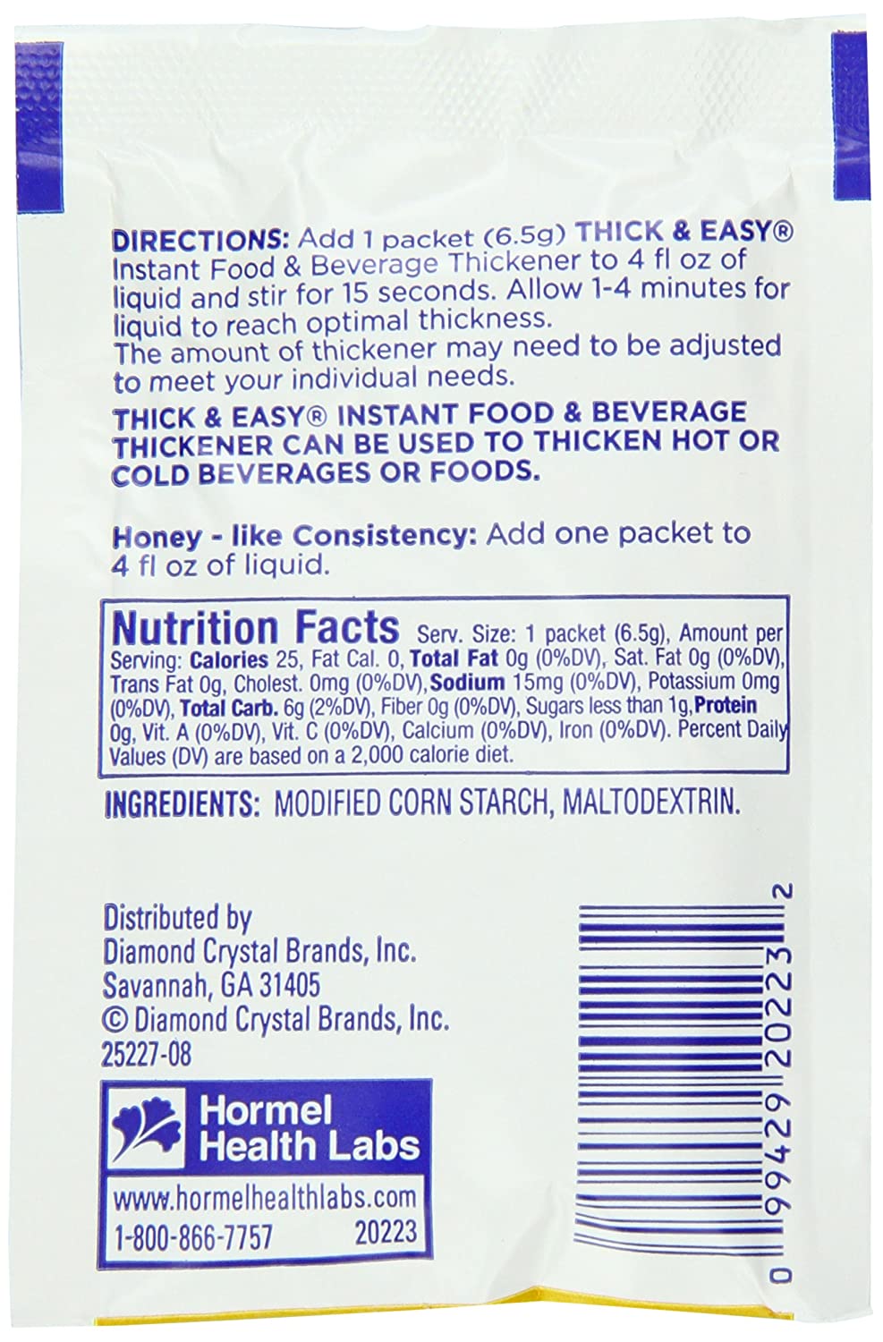 Thick & Easy Instant Food & Beverage Thickener, Honey, 6.5 Gram Packets ...