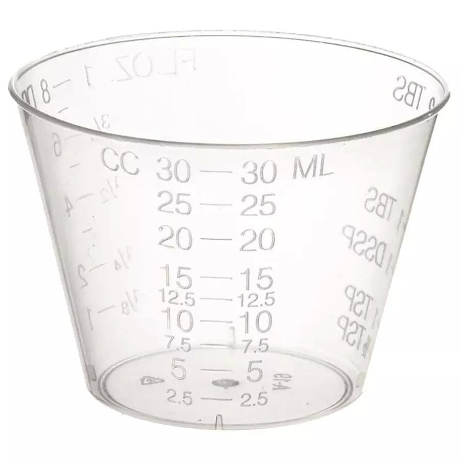 Solo Graduated Medicine Cup, 1 oz. Clear Plastic, Disposable, Sleeve of 200