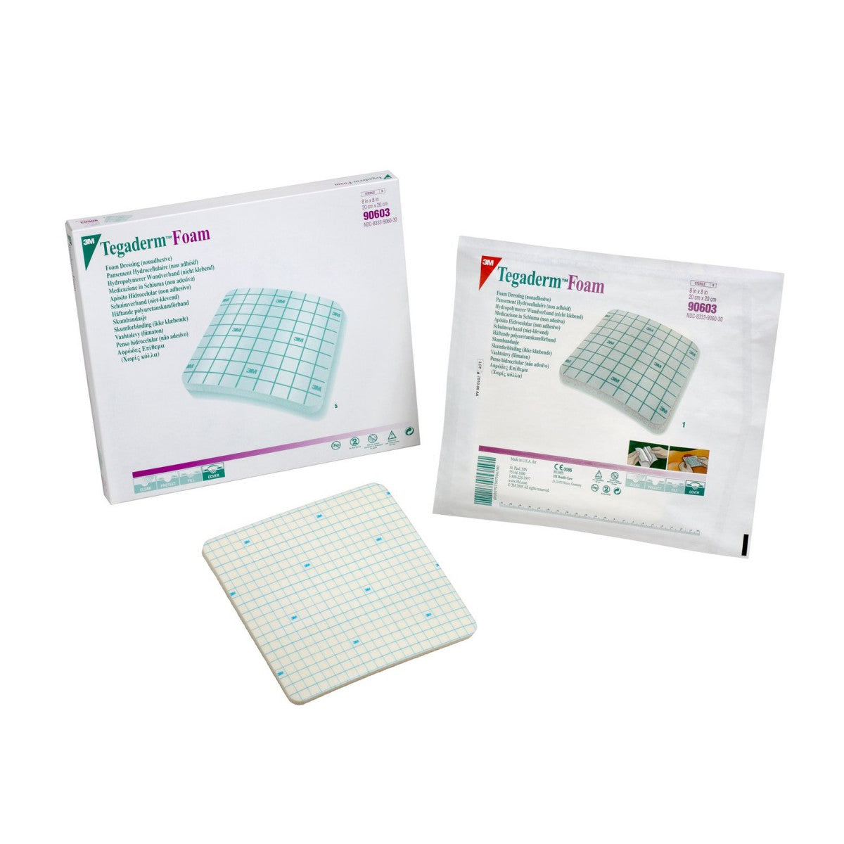3M Tegaderm 90603 Foam Dressing 8 X 8 Inch Square Non-Adhesive without